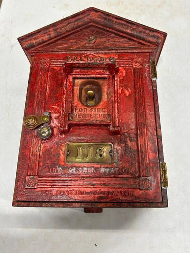 Antique Gamewell Fire Alarm Call Box Pull Station With Alarm Inside