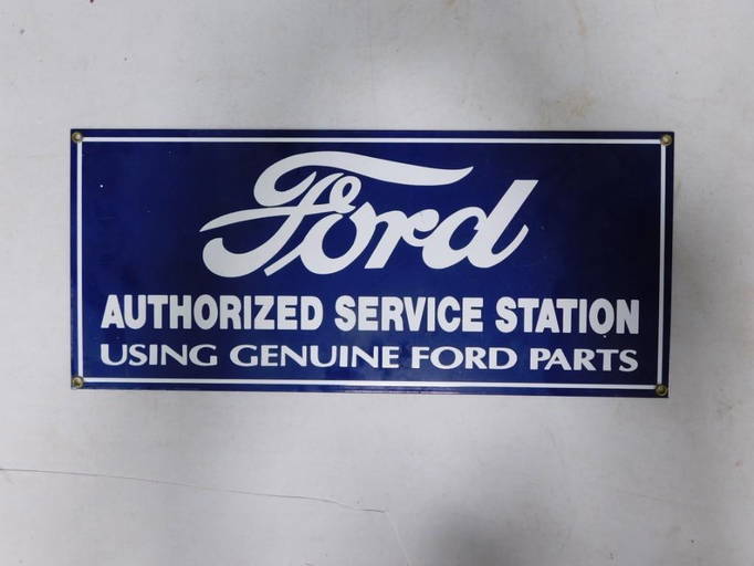 A Rectangular Ford Authorized Service Station Enamel Sign Approx 8" X 18"