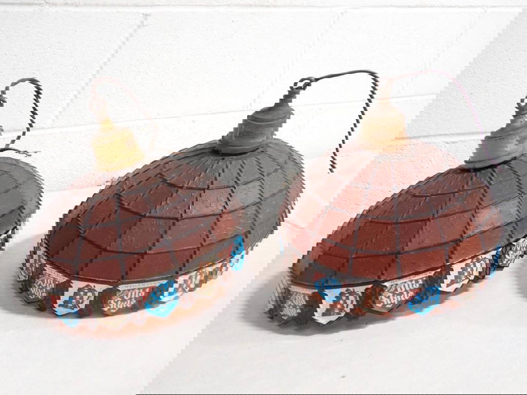 2 Vintage Old Style Beer 10" Hanging Bar Light Fixtures Or Advertising ...