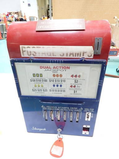 Vintage Postage Stamp Vending Machine Which Has Pull Tabs In It And A ...