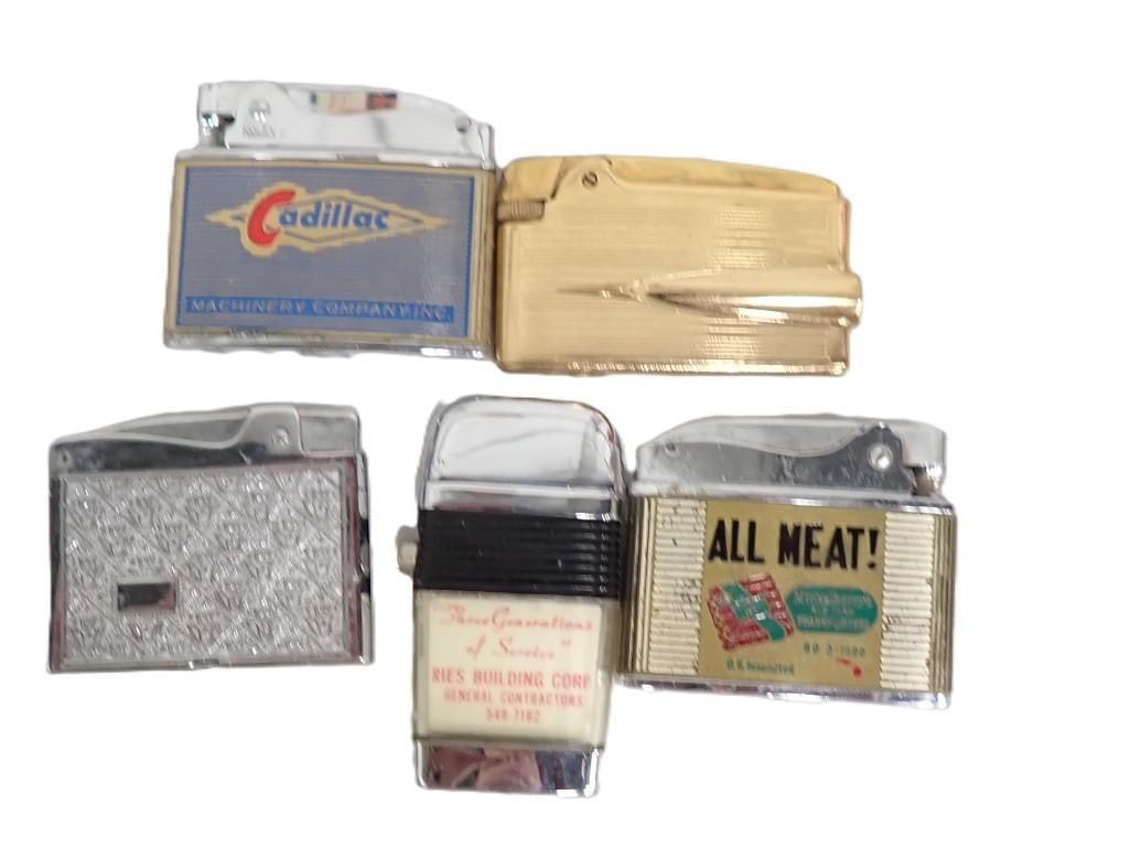 Vintage Advertising Cigarette Lighters Including Cadillac Machinery ...