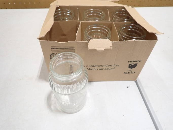 Case Of 6 Southern Comfort Glass Mason Jars