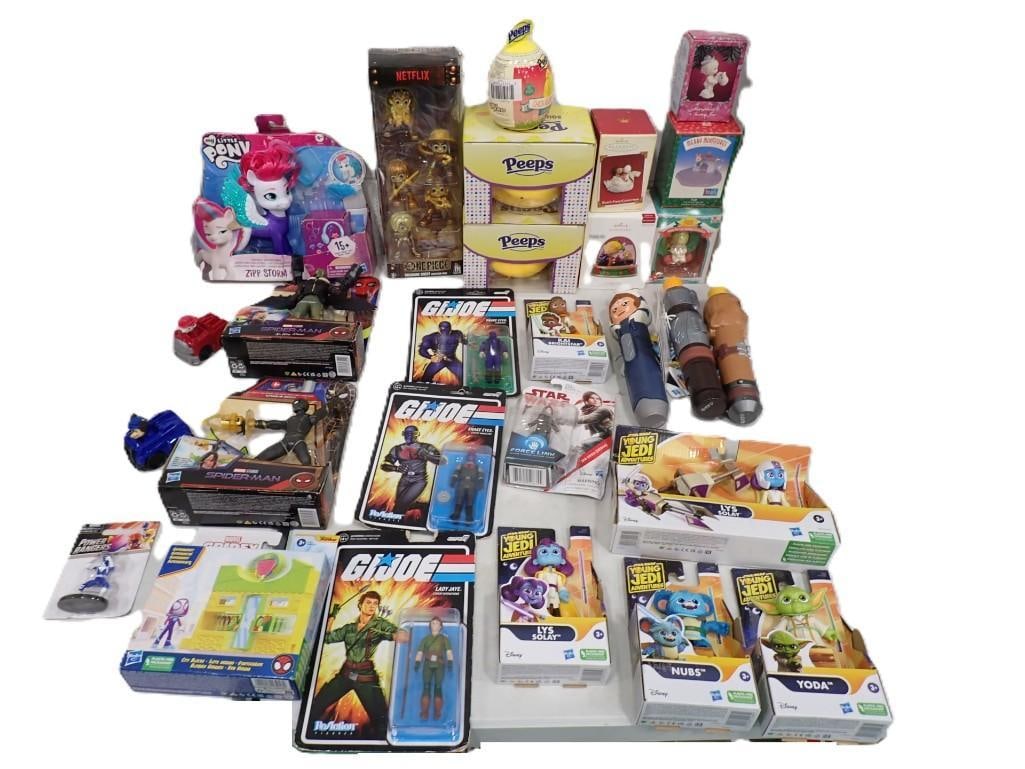 Large Toy Lot Including My Little Pony, Peeps, Gi Joe, Star Wars, Power ...
