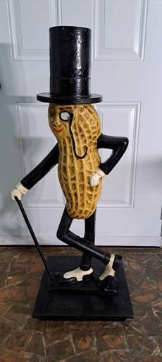 Cast Iron Mr Peanut Fence Post Sitter(statue)