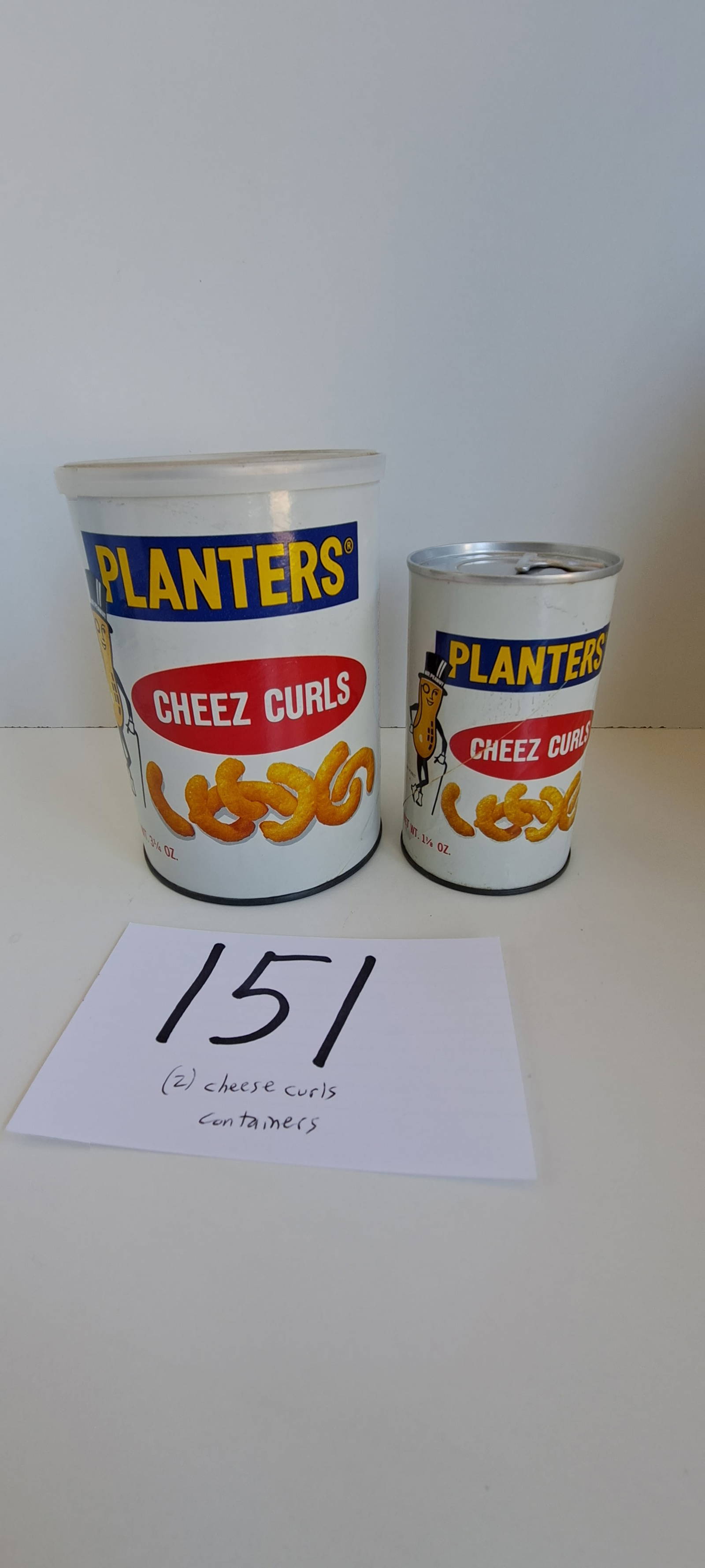 (2) Planters Peanut Cheese Curls Cardboard Containers Auction
