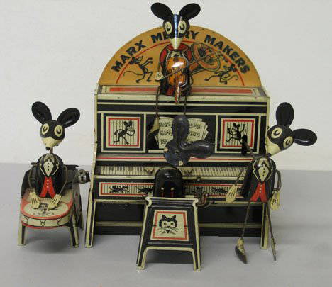 Marx Merrymakers" Tin Litho Wind Up Mouse Band Wi