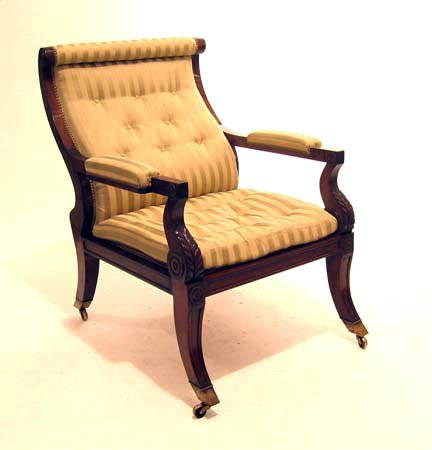 Pair Of Regency Style Library Armchairs, , With G