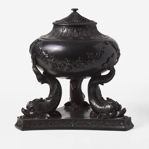 A Large Wedgwood Black Basalt Dolphin Pastille Burner Uk, First Half Of ...