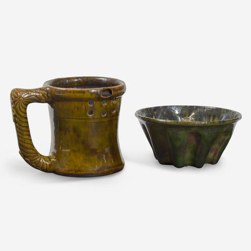 George Ohr (american, 1857 1918) Puzzle Mug And Mold, Usa, Circa 1898 1910