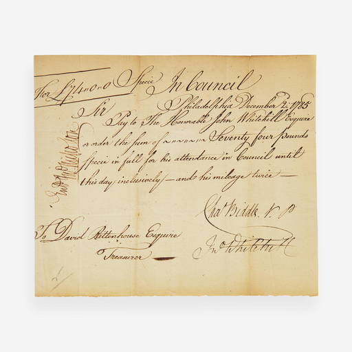 [americana] Biddle, Charles, And David Rittenhouse Manuscript Document ...