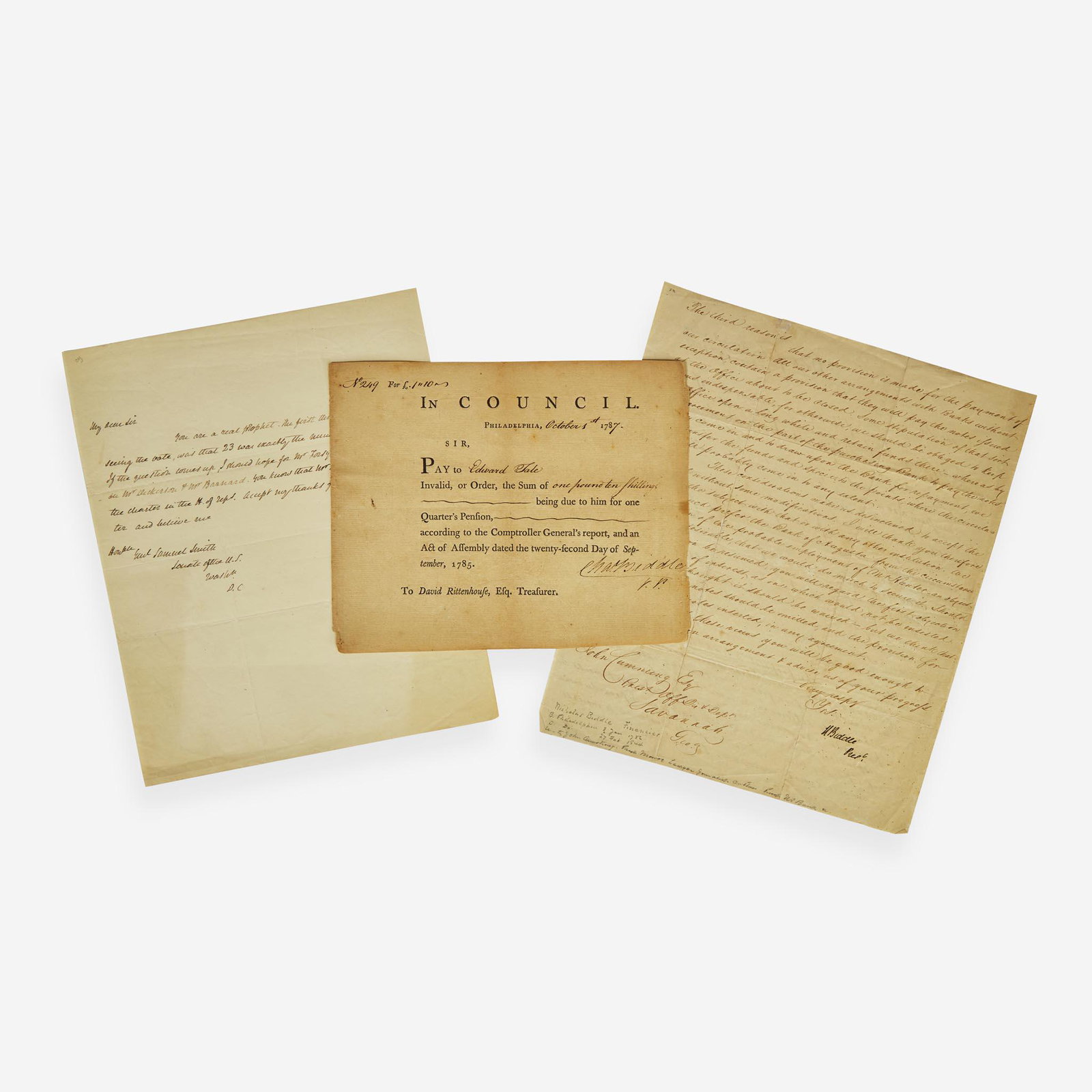 [americana] Biddle, Nicholas, And Charles Biddle Group Of 3 Signed ...