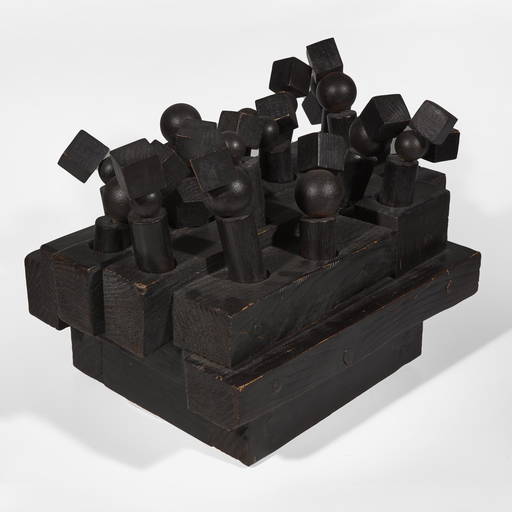 Pol Bury (belgian, 1922 2005) 15 Cylinders, 16 Cubes And 18 Vertical Balls