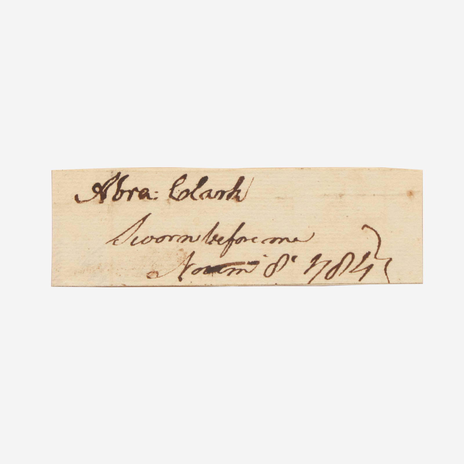 [declaration Of Independence] [new Jersey] Clark, Abraham Cut Signature ...