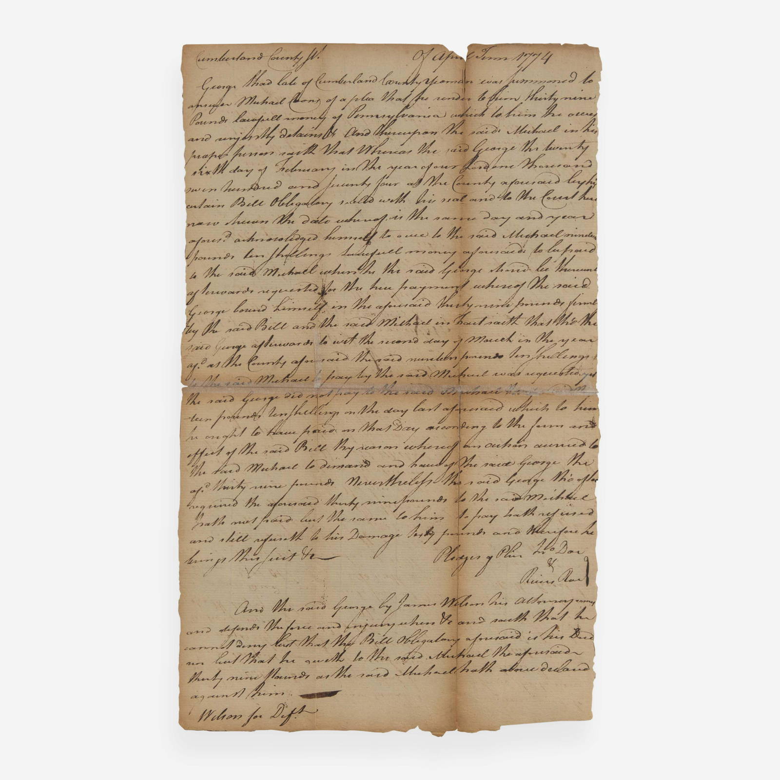 [declaration Of Independence] [pennsylvania] Wilson, James Manuscript ...