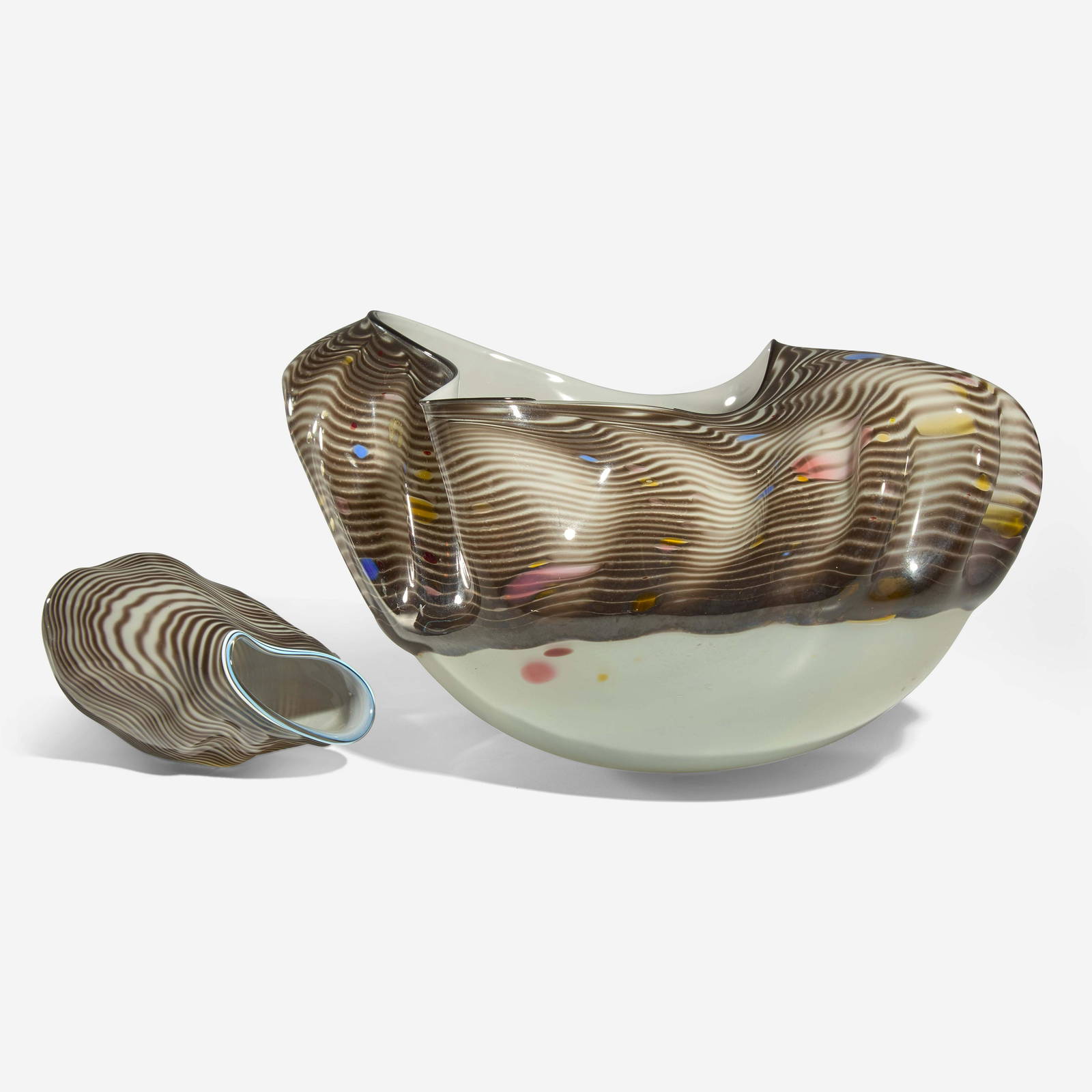 Dale Chihuly (american, B. 1941) Set Of Two Black And White Baskets ...