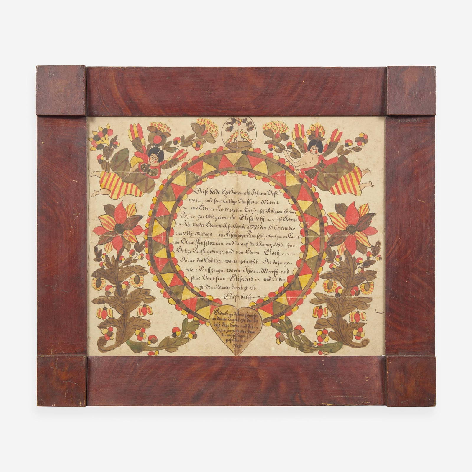 The Blowsy Angel Artist A Fraktur Birth And Baptism Record For ...