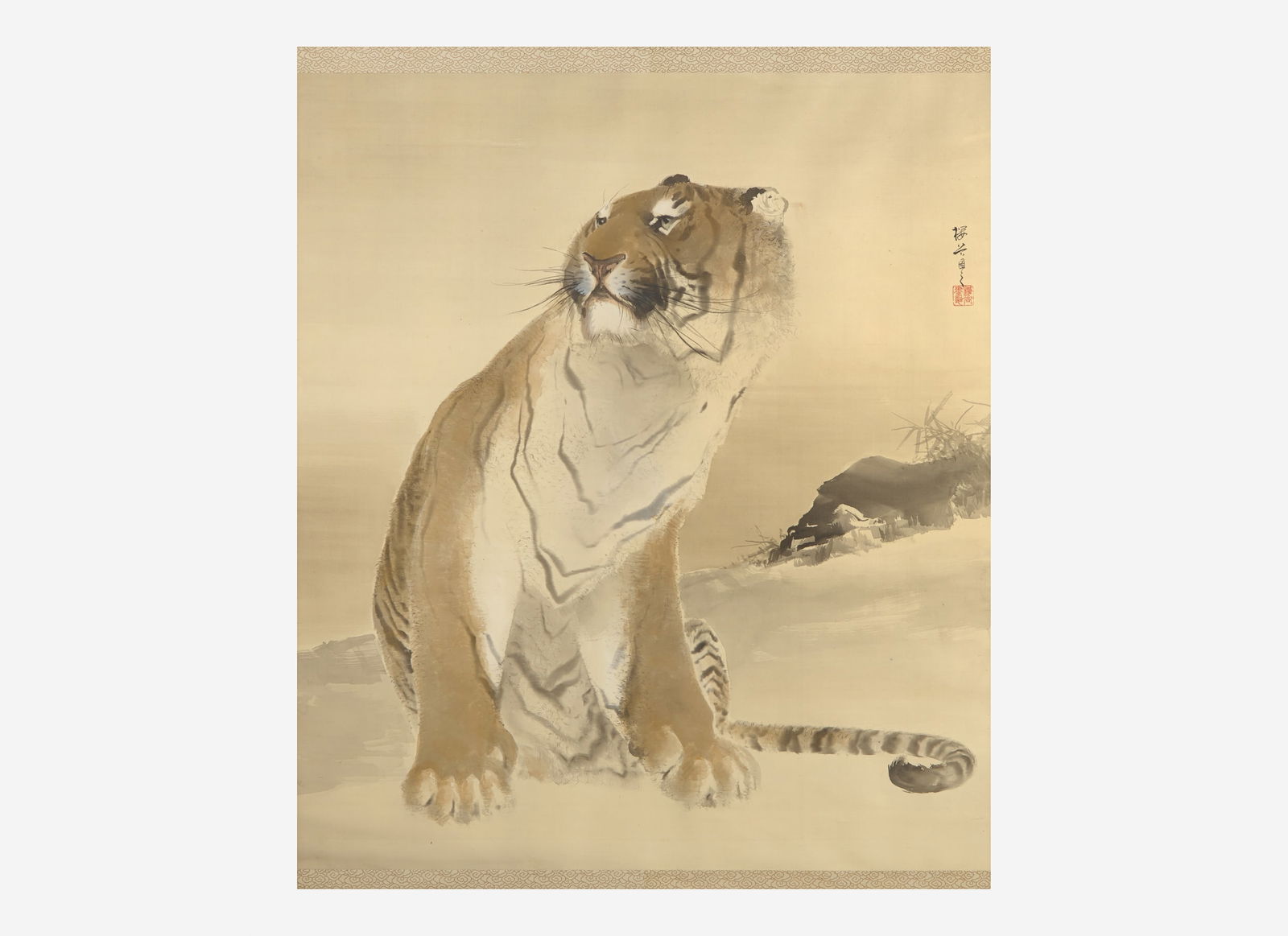 Konoshima Okoku (japanese, 1877-1938) Seated Tiger 木島桜谷（1877-1938 Auction