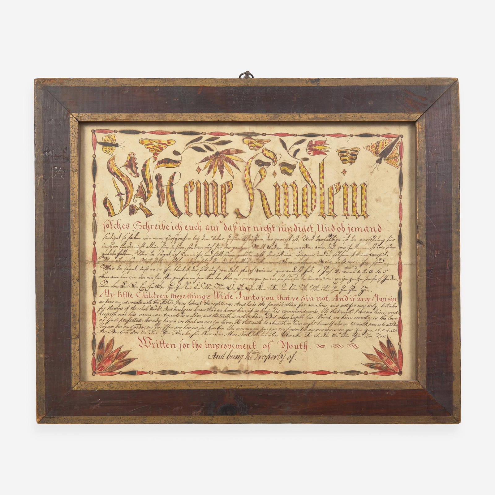 Abraham Brubaker (active 1790-1829), A Fraktur Vorschrift: "written For The Improvement Of Youth ...