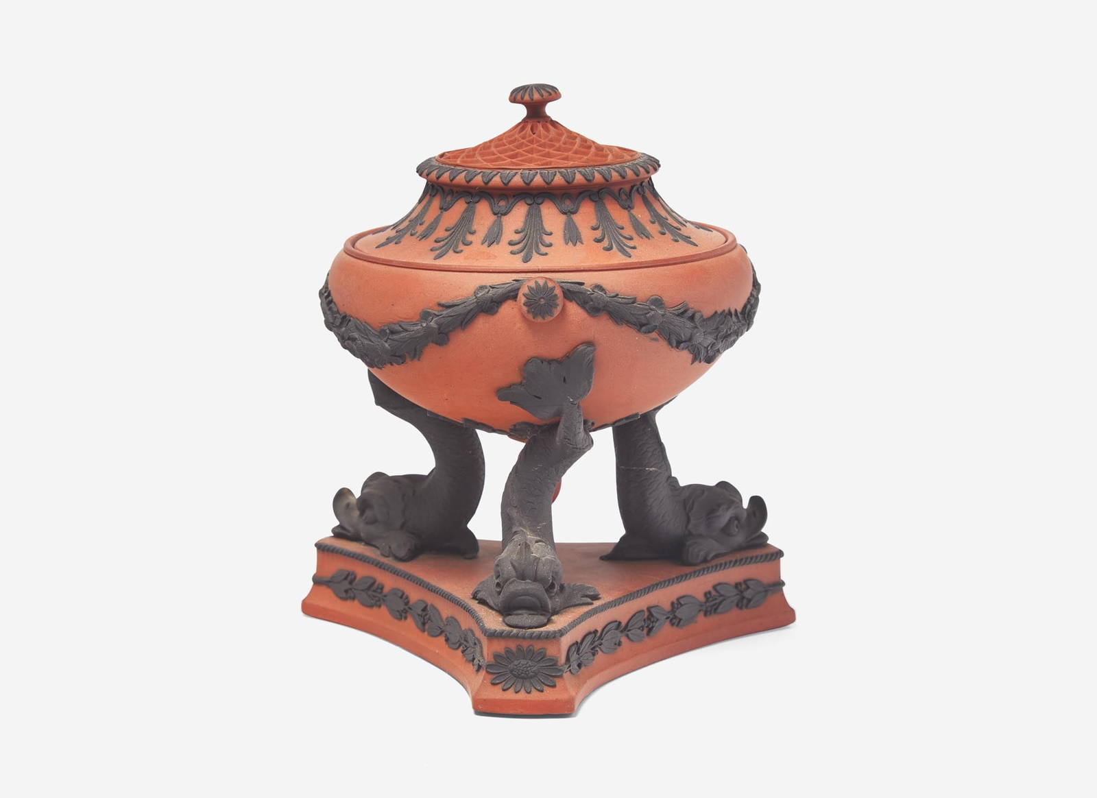 A Wedgwood Rosso Antico Dolphin Pastille Burner, Uk, Early 19th Century ...