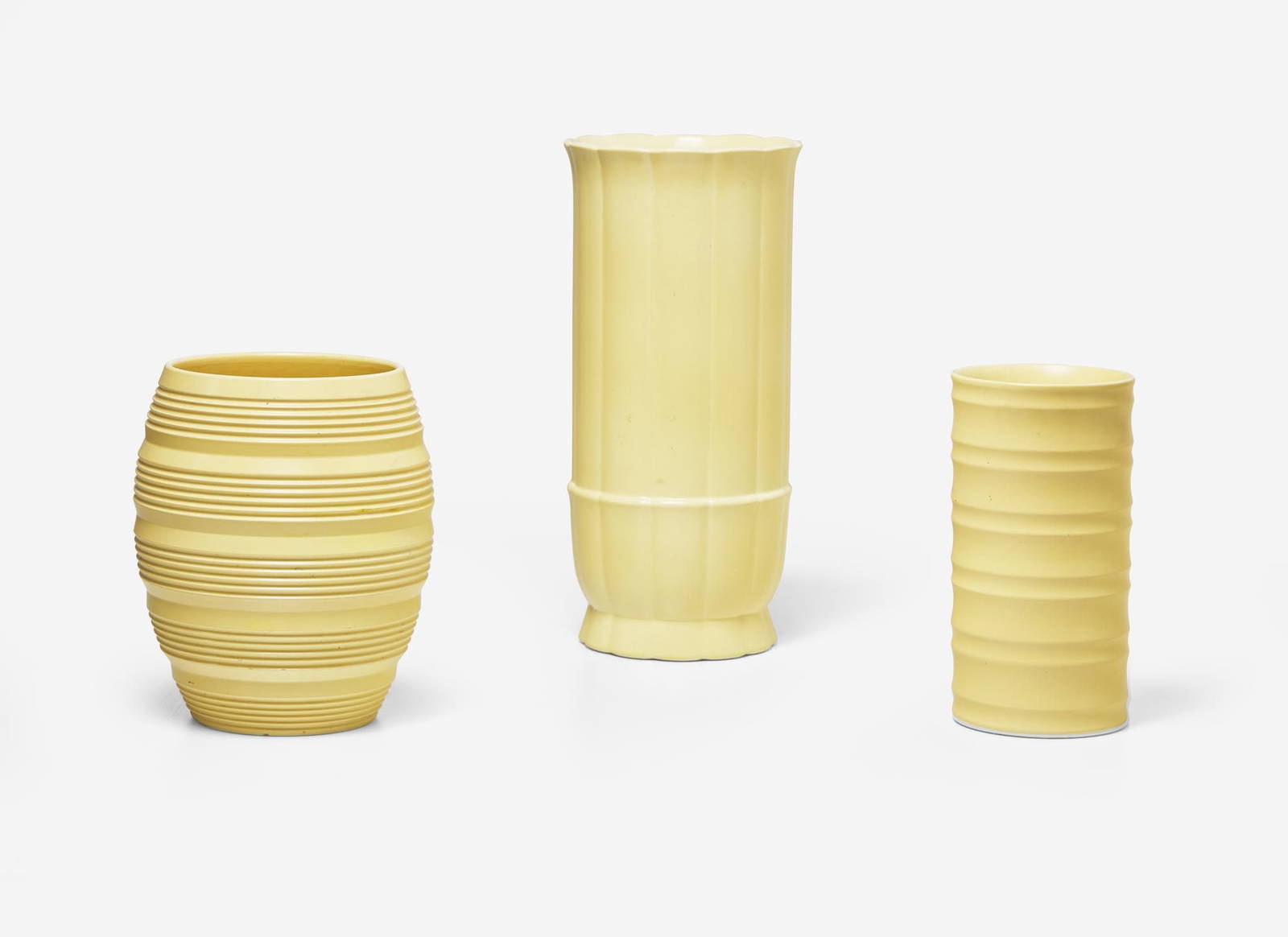Three Wedgwood Keith Murray Designed Vases, Uk, 1930s Auction
