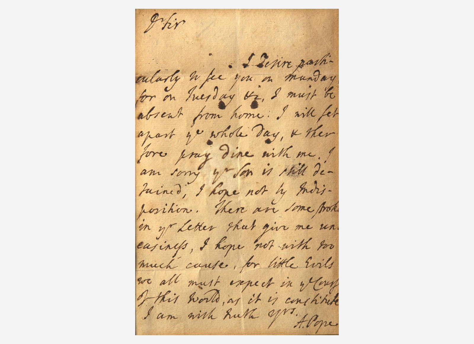 [literature] Pope, Alexander: Autograph Letter, Signed Auction