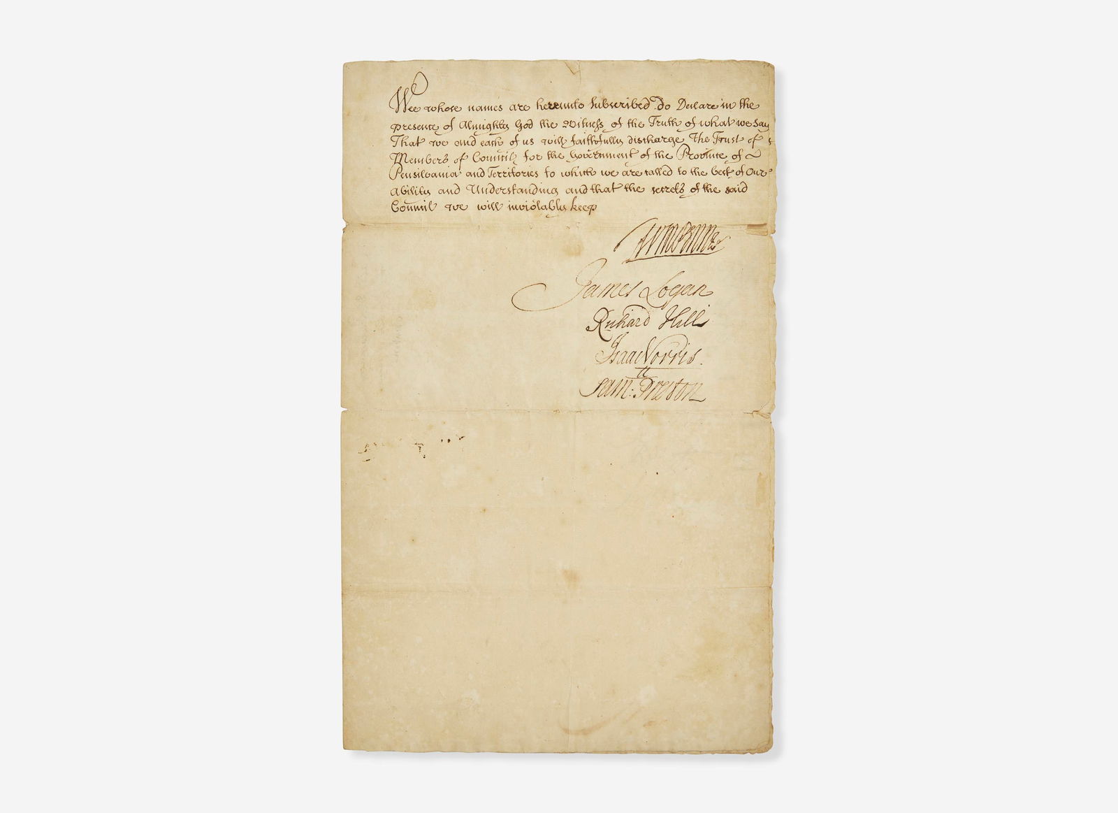 [philadelphia & Pennsylvania] Penn, William, Jr., Et Al.: Manuscript ...