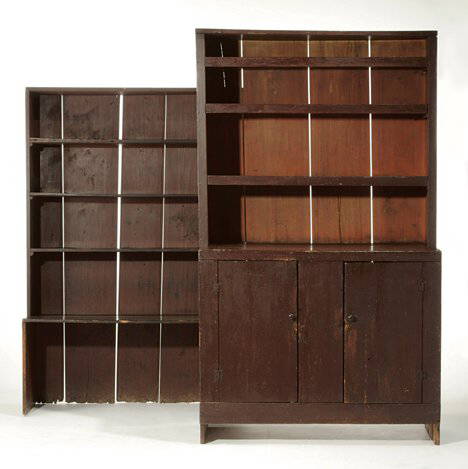 Brown Painted Pine Step Back Cupboard South Carol