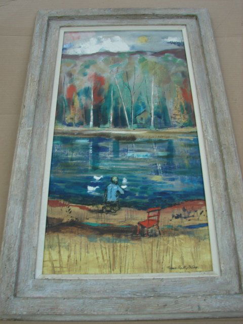 33: Thomas Reilly Dibble, "Water and Trees," oil on boa