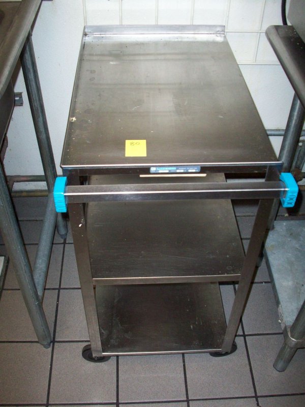 80: Stainless Steel Three Shelf Bus Cart by Lakeside, M