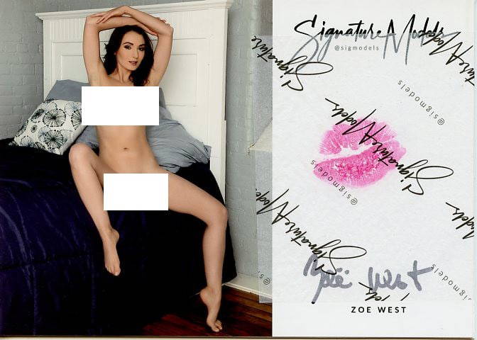 Zoe West Lip Print Kiss Card Penthouse In Person Signed Photo Auction