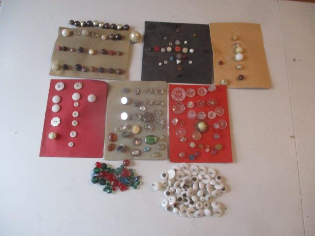 Glass, Milk Glass Shank, Beads, Round Etc. Buttons