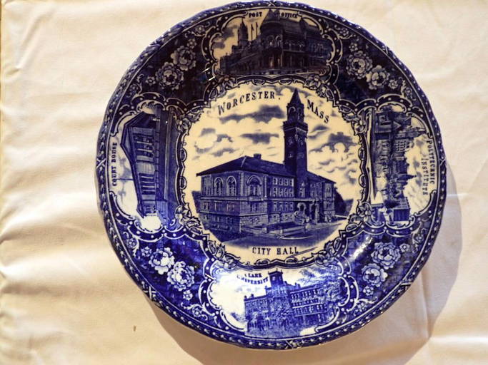 Worcester, MA Cobalt Blue Souvenir Plate 19th Century (#0312) on Dec 07 ...