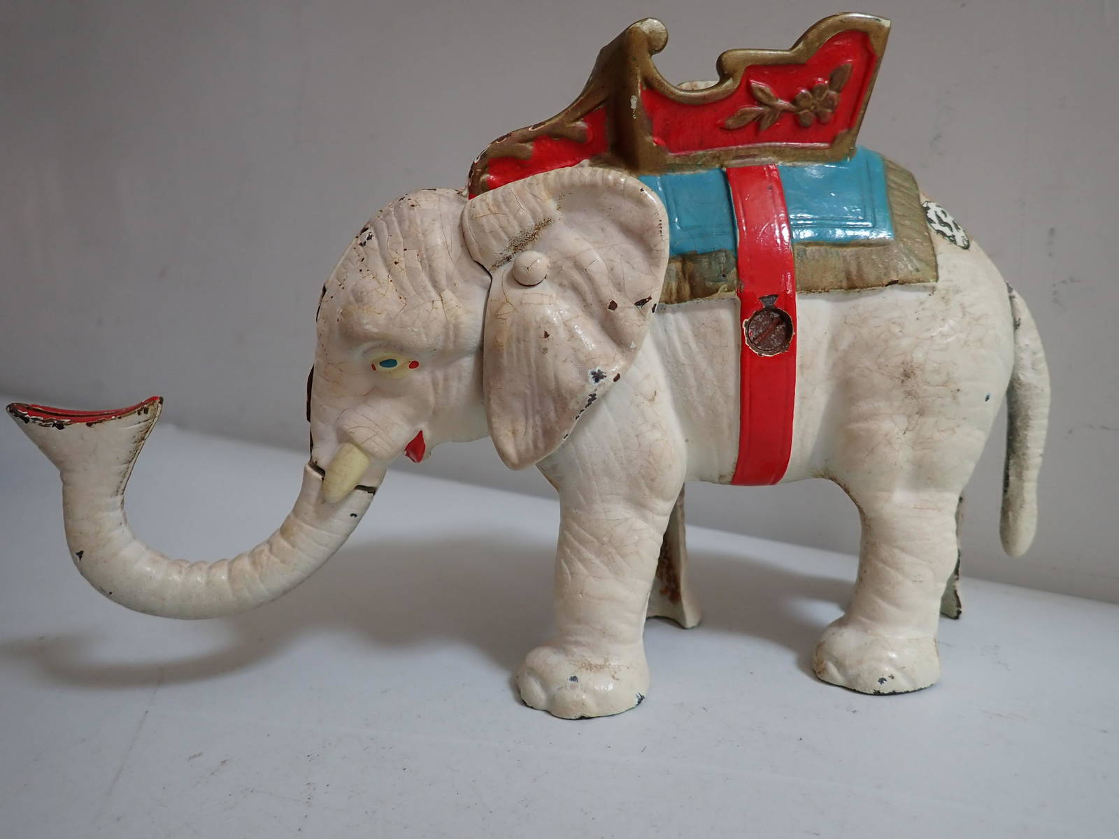 Elephant With Howda Hubley Cast Iron Mechanical Bank - Works Auction