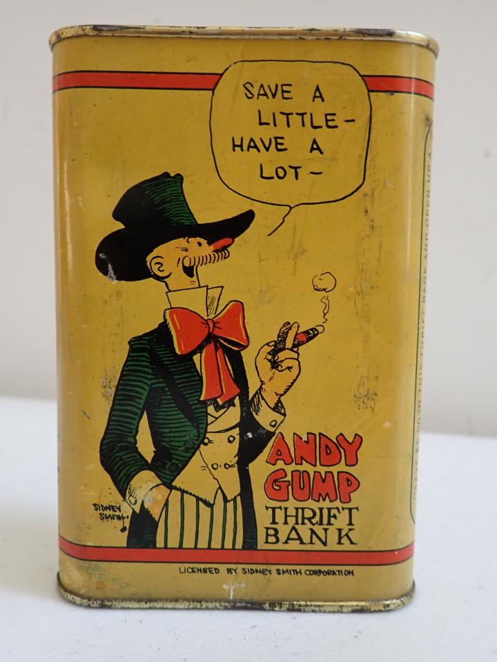 Andy Gump Tin Thrift Bank. General Thrift Products, Chicago