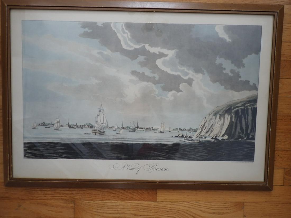 Framed Print Of Boston Harbor - 1779 - A View Of Boston Auction