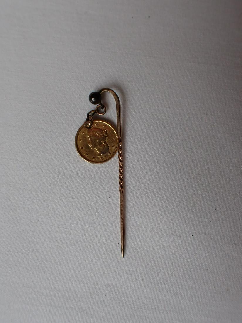 $1 Gold Coin Charm And Stick Pin Auction