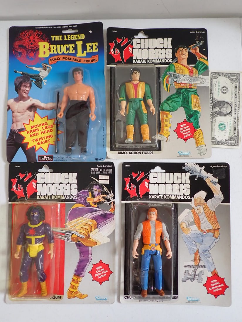 (3) 1986 Chuck Norris Karate Kommandos & Bruce Lee Figures Auction