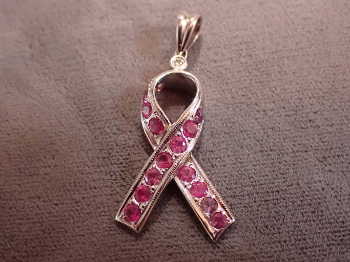 14k Pink Sapphire Breast Cancer Pendant