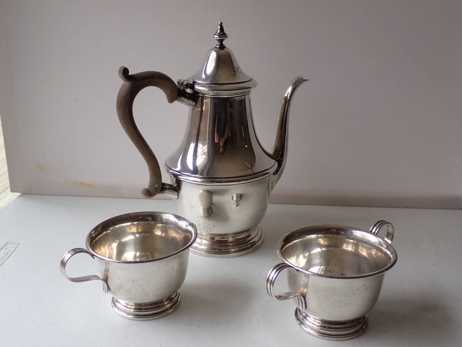 Lenox Sterling Silver 1 1/2 Pint Coffee Pot, Creamer & Sugar Auction