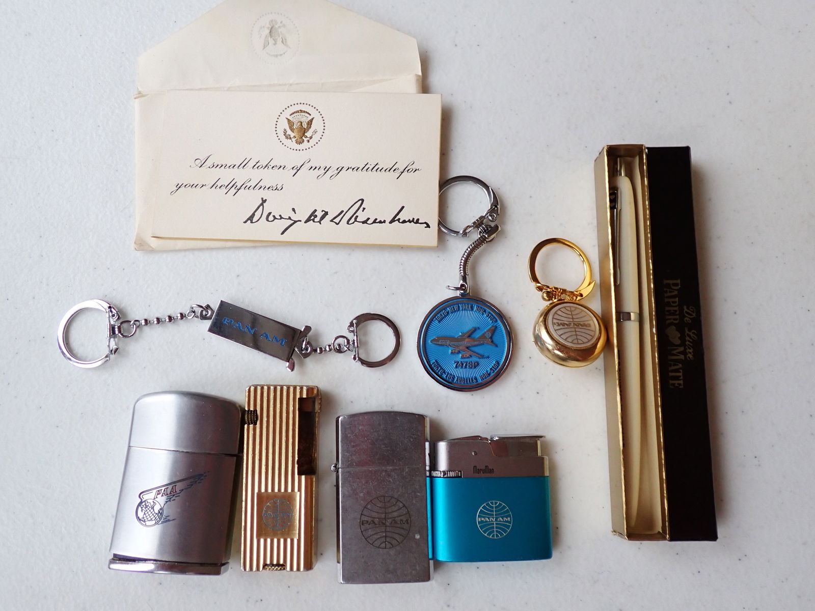 Pan Am Lighters, Key Chain And Dwight Eisenhower Pen, Etc. Auction