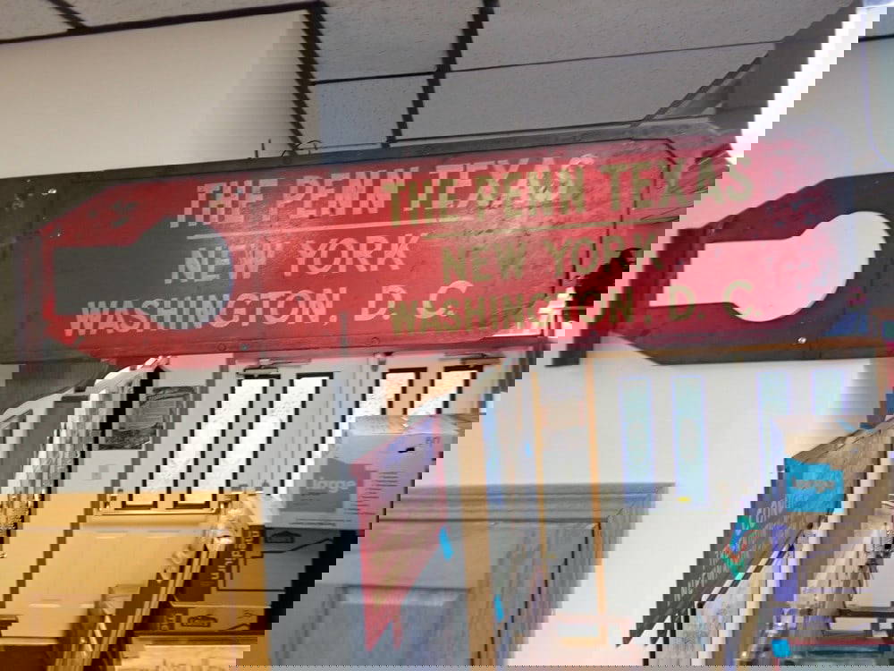 "the Penn Texas" Vintage Metal Railroad Sign Auction