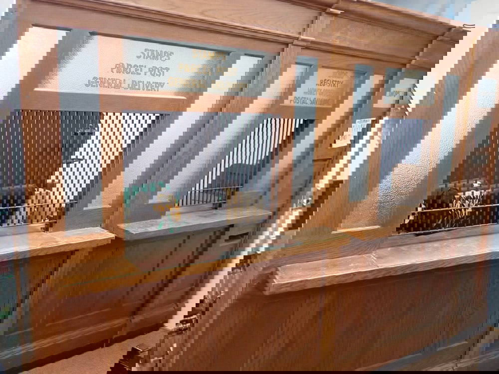 Antique Post Office: Oak With 2 Windows & Letter Slots Auction