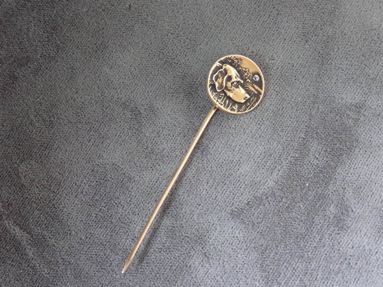 14k Hunting Dog Stick Pin With Diamond Auction