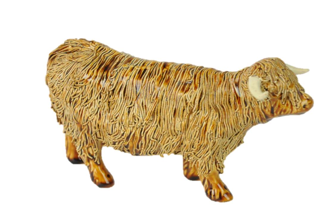 Bennington Style Clay Pottery Scottish Highland Cow