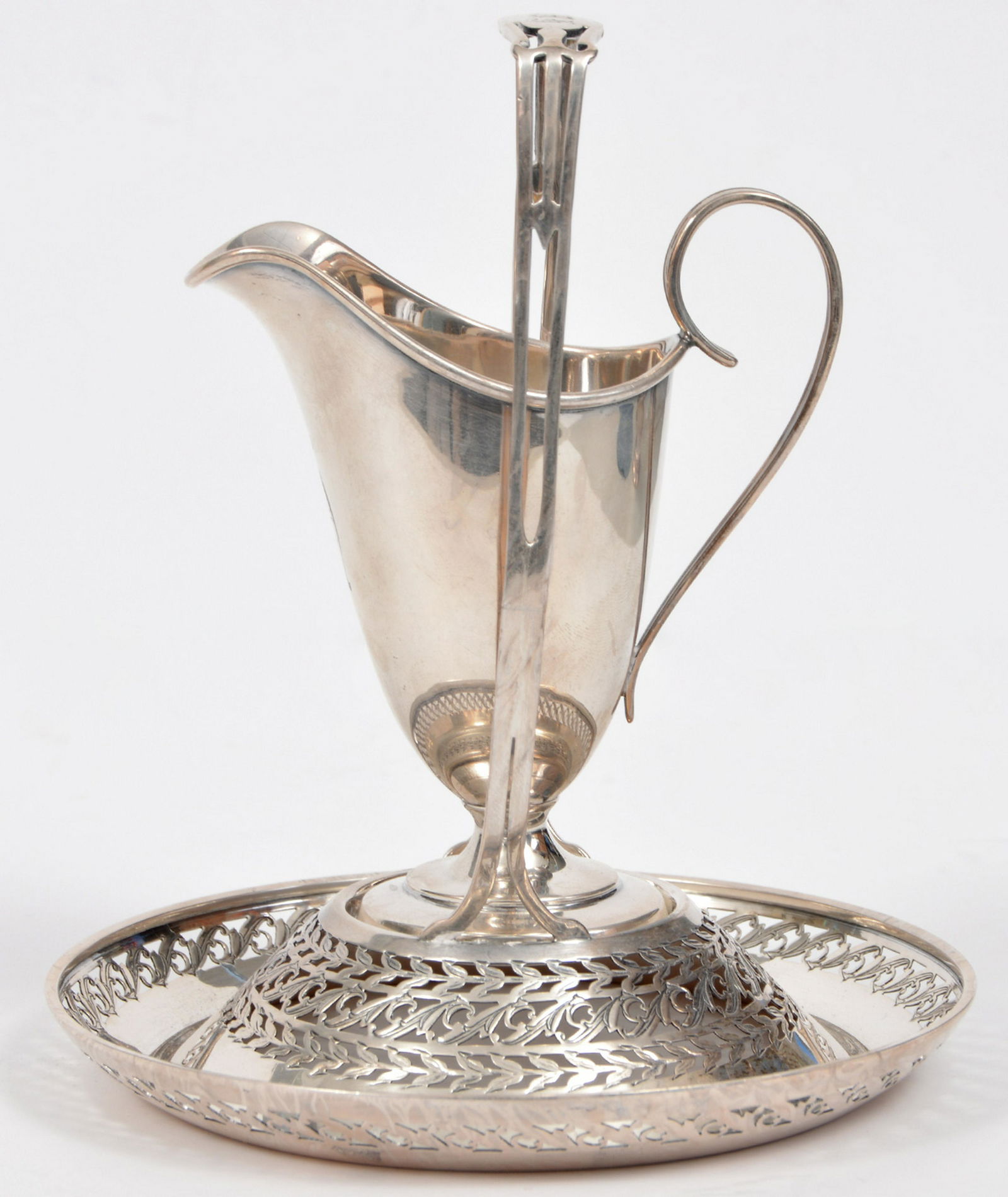 Antique Sterling Silver Sauce Caddy & Pitcher