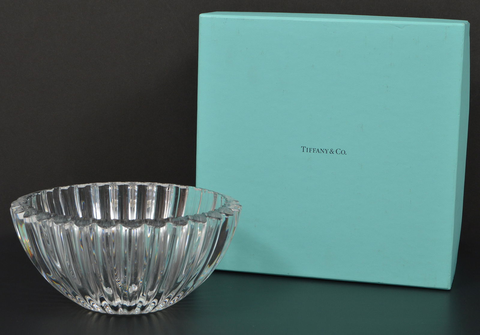 Tiffany & Co Crystal Bowl Heart Edge Signed