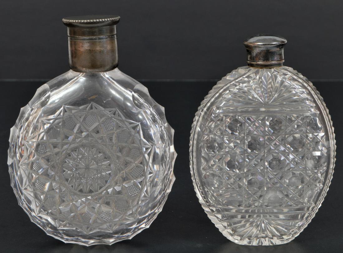 2 Antique Cut Glass Flasks