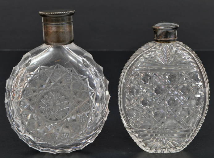 2 Antique Cut Glass Flasks