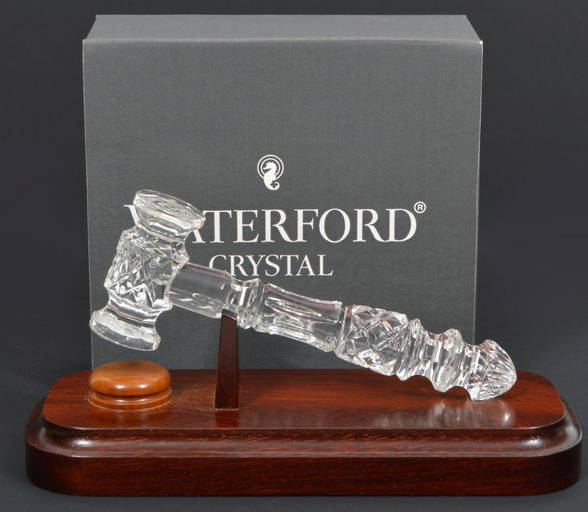 Waterford Crystal Gavel & Wood Stand, New