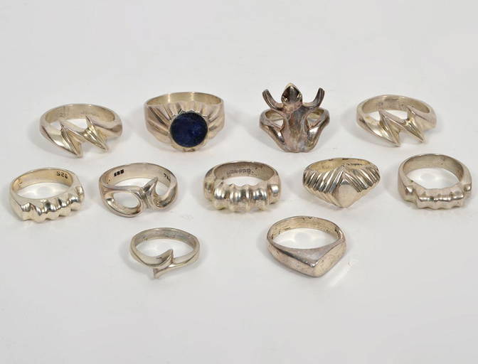 11 Mexican Sterling Silver Rings